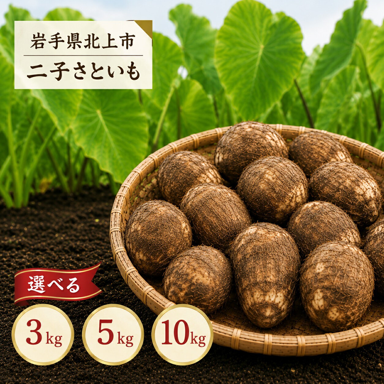 商品説明 名称 さといも 3kg 5kg 10kg《予約受付/10月上旬〜発送予定》北上市二子産 内容量 3kg　20個〜24個前後 5kg 　35個〜45個前後 10kg　70個〜90個前後 消費期限 寒さと湿気に弱いので、なるべくお早め...