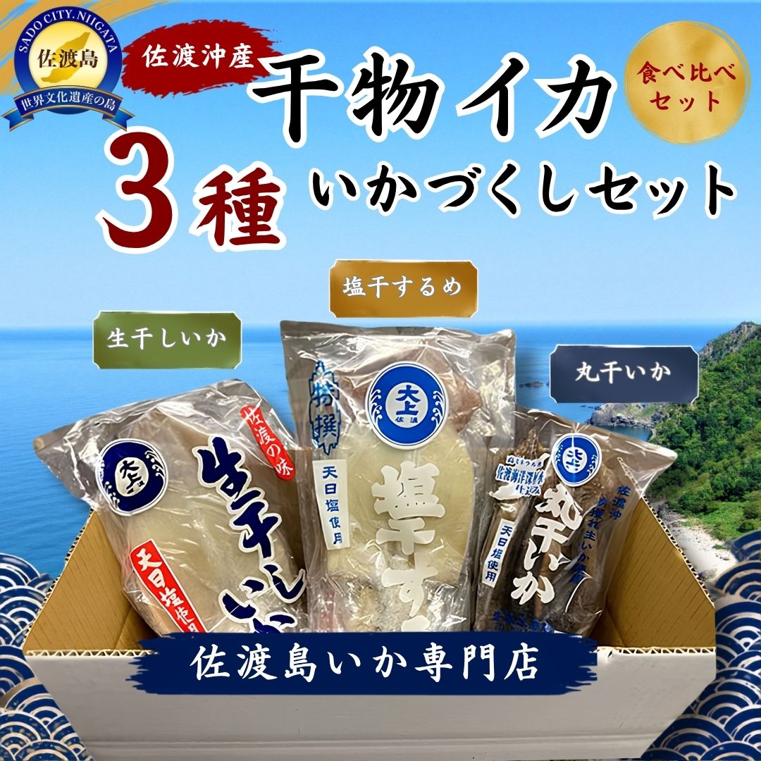 返礼品の内容について 返礼品名 干物 イカ 佐渡沖産 3種 いかづくしセット1 佐渡島いか専門店 返礼品について イカのうまみが凝縮された身厚でとても柔かく、噛めば噛むほどイカの旨味・風味が豊かに味わえる逸品です。◆魅力・新潟で有名なB級グ...