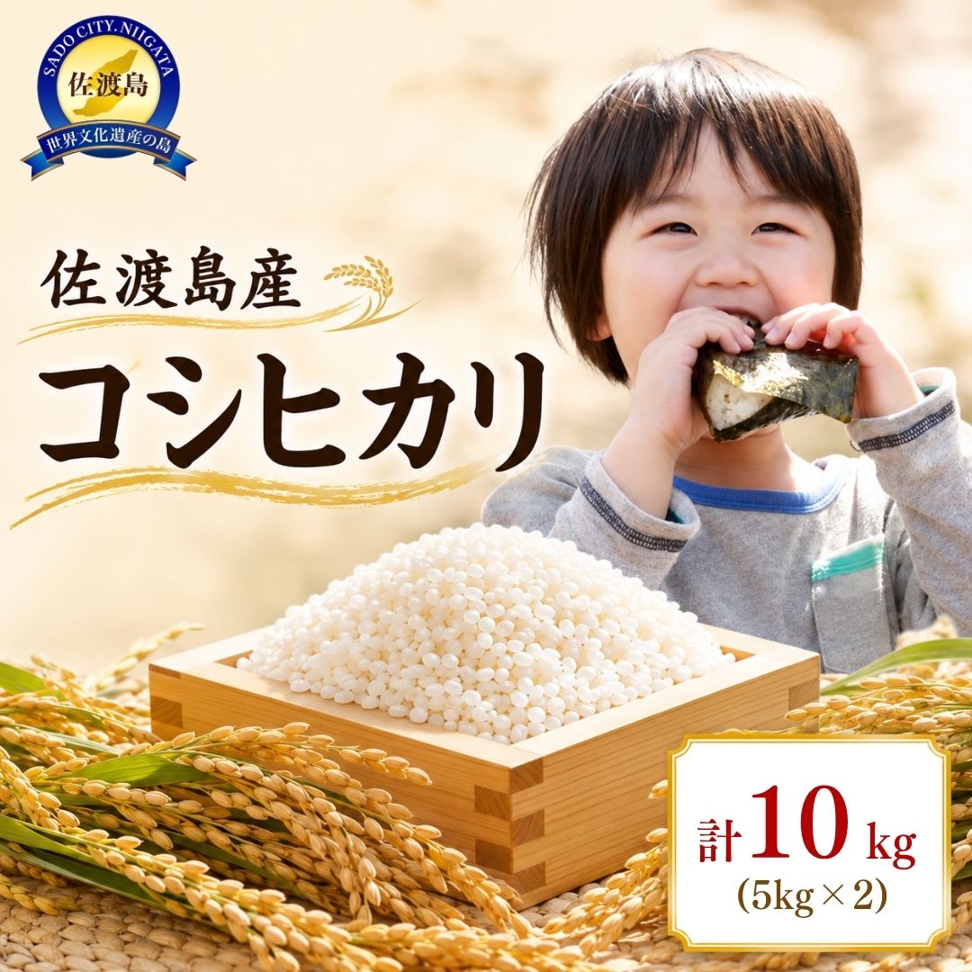 返礼品の内容について 返礼品名 佐渡島産　コシヒカリ　10kg（5kg×2）　令和7年産 返礼品について 佐渡島の北側の大佐渡山脈と南側の小佐渡山地に挟まれた佐渡の穀倉地帯「国仲平野」の東端で、離島佐渡にあって島を感じさせない佐渡のほぼ中央...