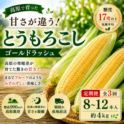 名称 【2週間毎定期便】朝採り出荷　長野県茅野市産　とうもろこし　計約4kg全3回 保存方法 冷蔵 発送時期 【1回目】毎月末日までのお支払いで翌月中旬より順次発送【2回目以降】前回の2週間後より順次発送 提供元 株式会社私たちの農園 配達...