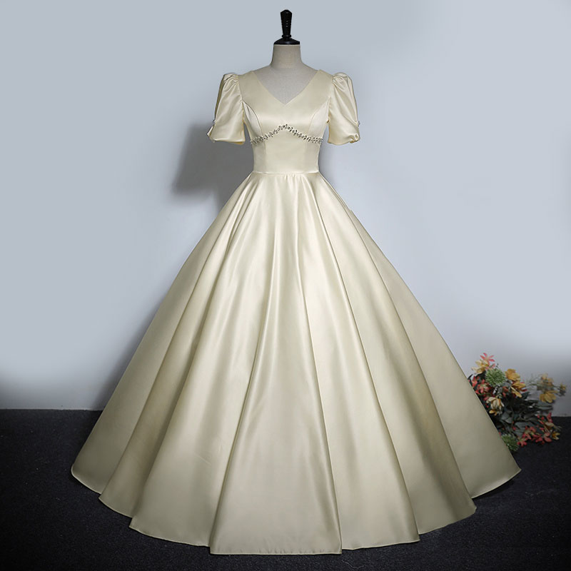 商品名 ラインがきれいなオフホワイトのカラードレス Aライン ドレス ワンピース 韓国 二次会 ウェディング ドレス パーティードレス 演奏会 ピアノ発表会 舞台衣装 ステージ衣装 商品説明 結婚式やパーティーにぴったり、Vネックがスッキリ...