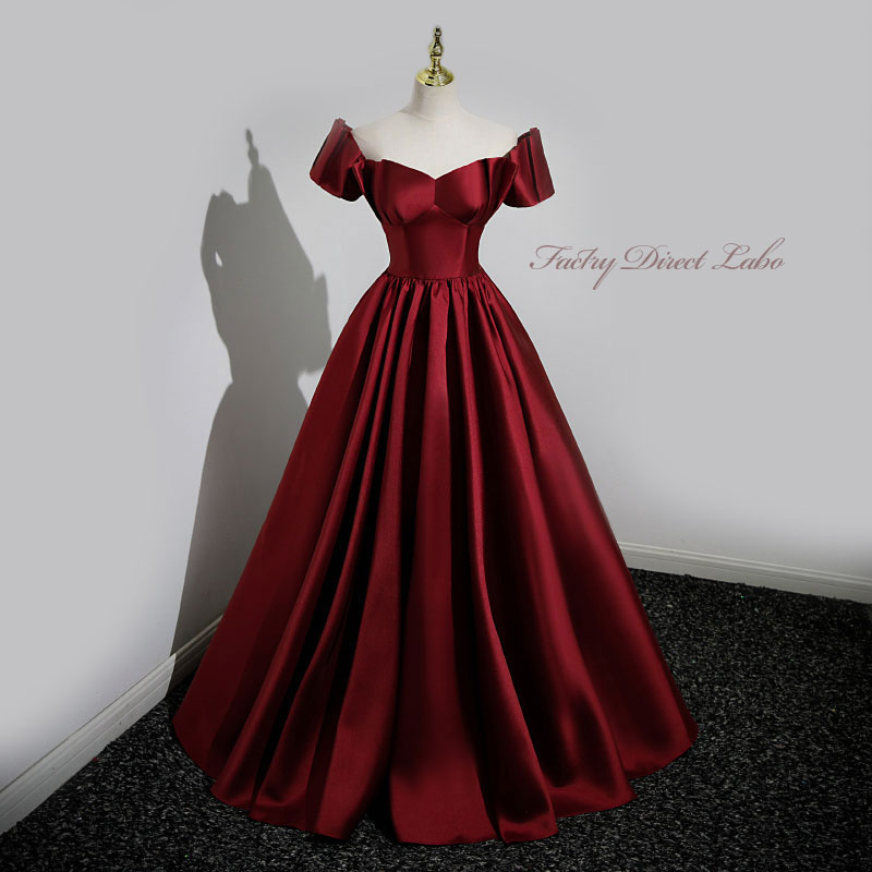 商品名 ラインがきれいなワインレッドのカラードレス ロングドレス パーティードレス オフショルダー ワインレッド ウェディングドレス ウエディングドレス 結婚式 二次会 花嫁 前撮り 演奏会 発表会 カクテルドレス 披露宴 ブライダル フォ...