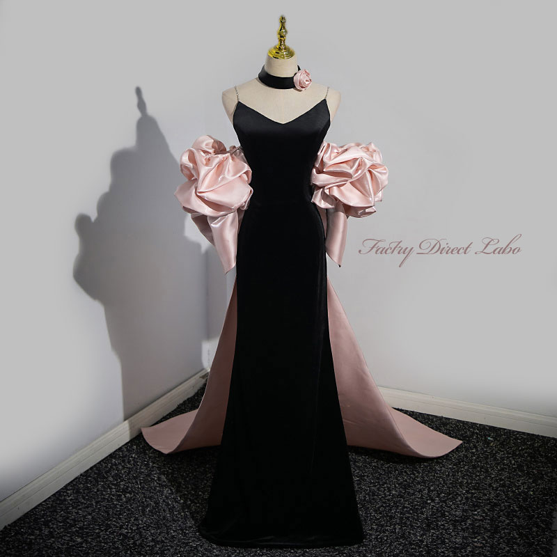 商品名 お袖取り外し可能 カラードレス 2way カラードレス ロングドレス パーティードレス 黒 マーメイドドレス ウェディングドレス ウエディングドレス 結婚式 二次会 花嫁 前撮り 演奏会 発表会 2way ブラック 披露宴 つけ袖 ...