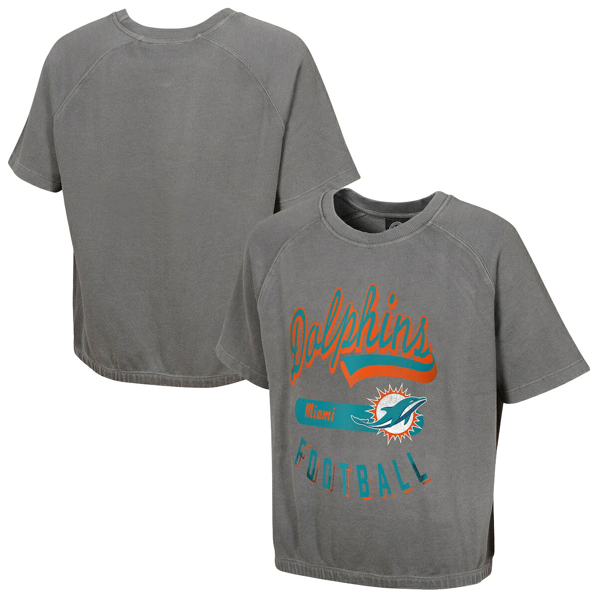 Add a stylish twist to your Miami Dolphins game day look with this Mineral Wash Short Sleeve Top. The mineral wash treat...