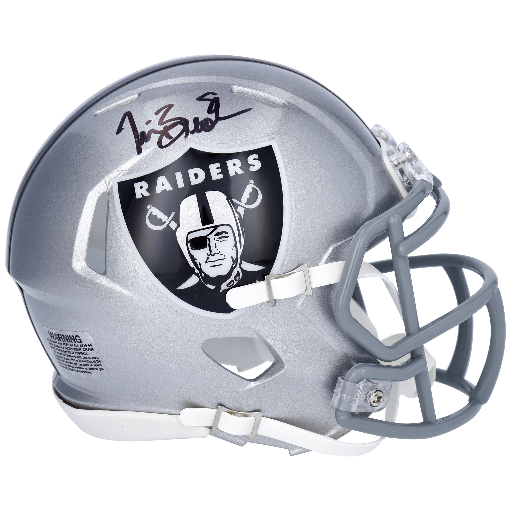 Highlight the impact Tim Brown made on the game with this signed Riddell Speed Mini Helmet. Featuring an authentic autog...