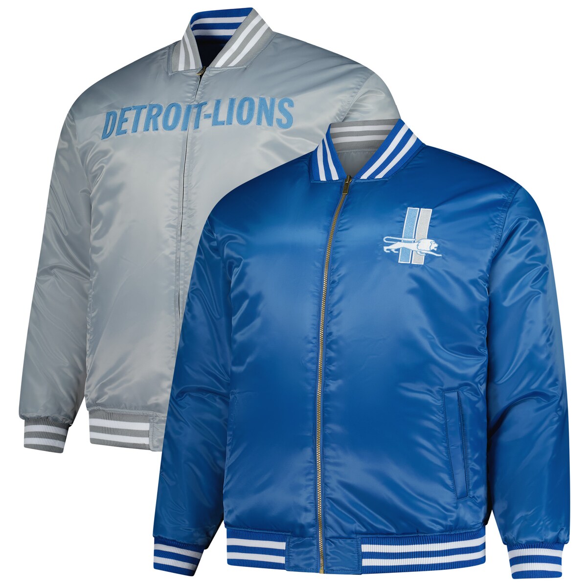 Show your love for the Detroit Lions with this Big & Tall Throwback Reversible Full-Zip Jacket from Mitchell & Ness. Thi...