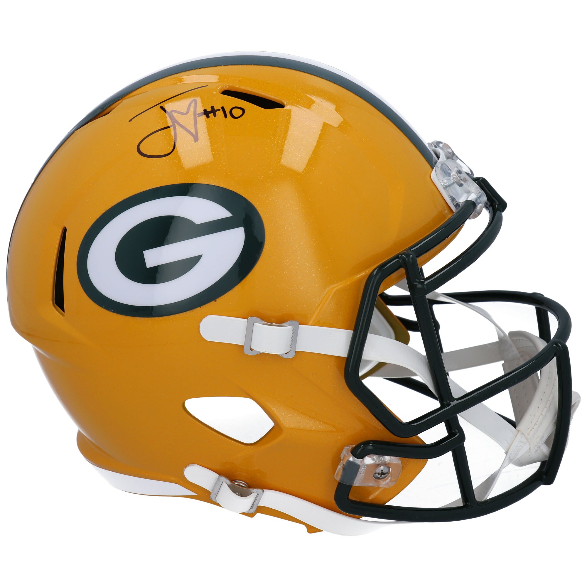 This helmet has been personally hand-signed by Jordan Love. It is officially licensed by the National Football League an...