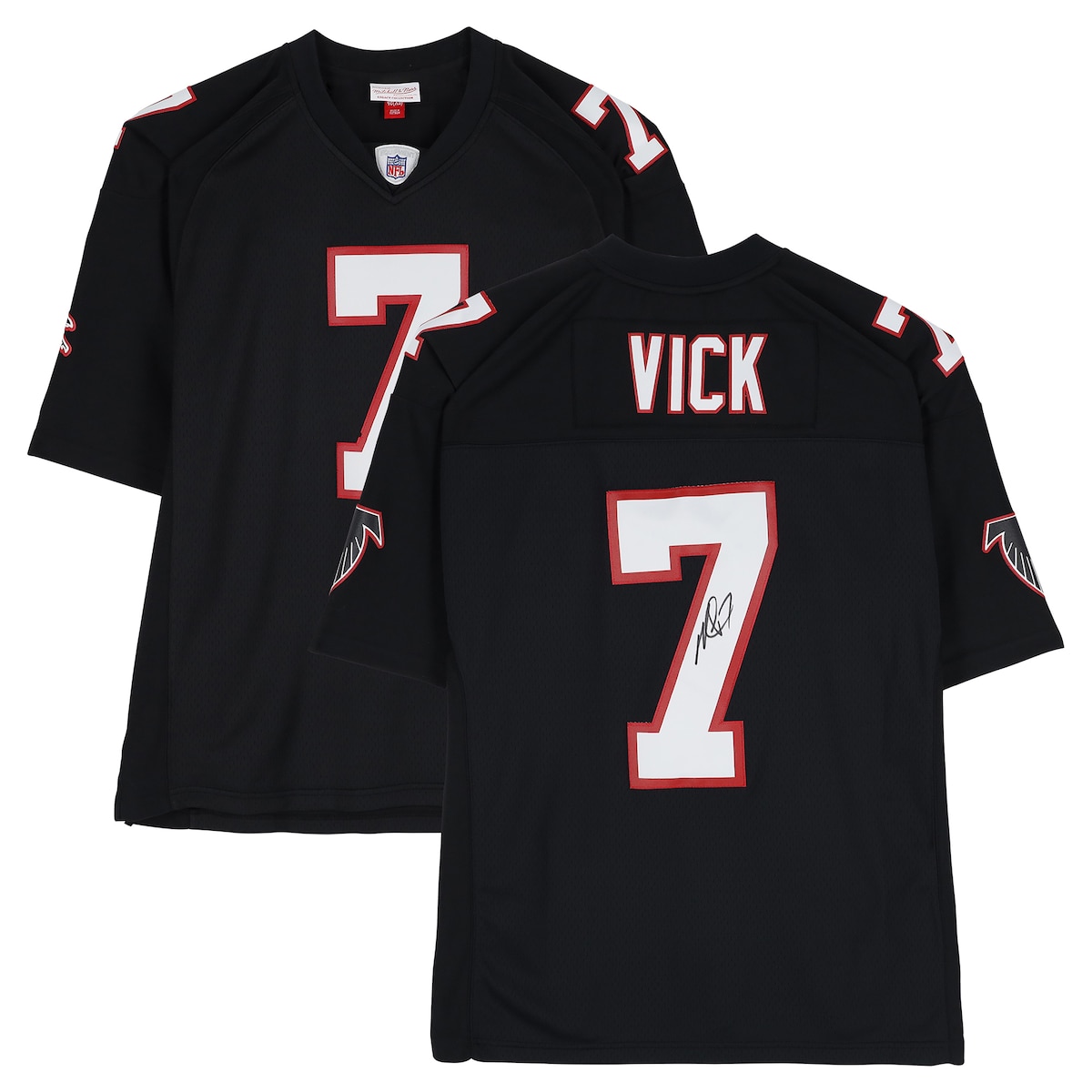 Elevate your collection of Atlanta Falcons memorabilia by picking up this Michael Vick autographed Black Mitchell & Ness...