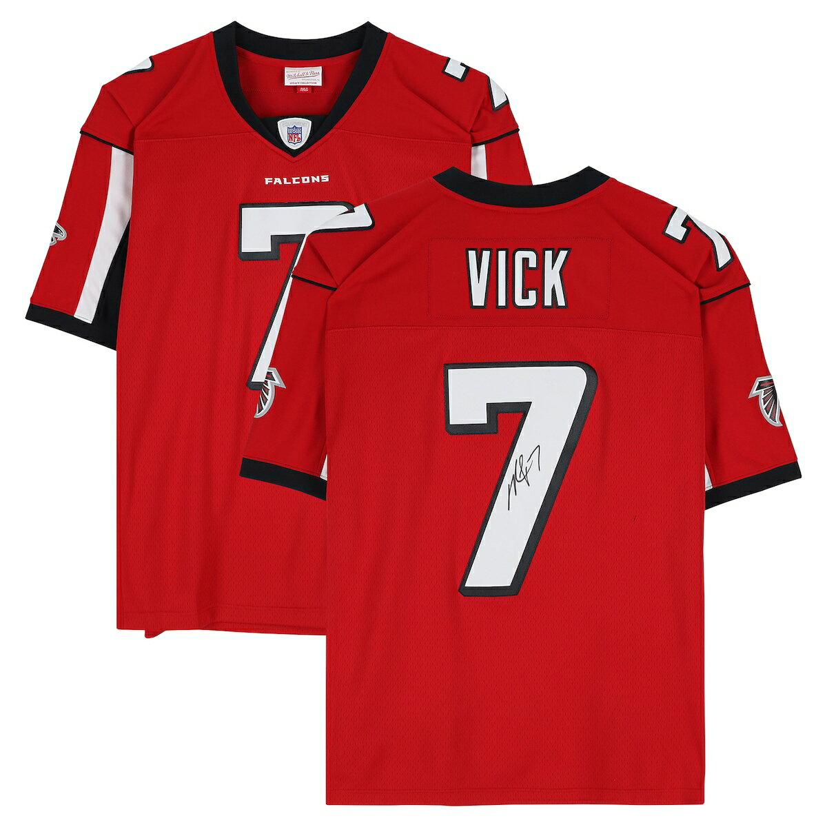 Elevate your collection of Atlanta Falcons memorabilia by picking up this Michael Vick autographed Red Mitchell & Ness 2...