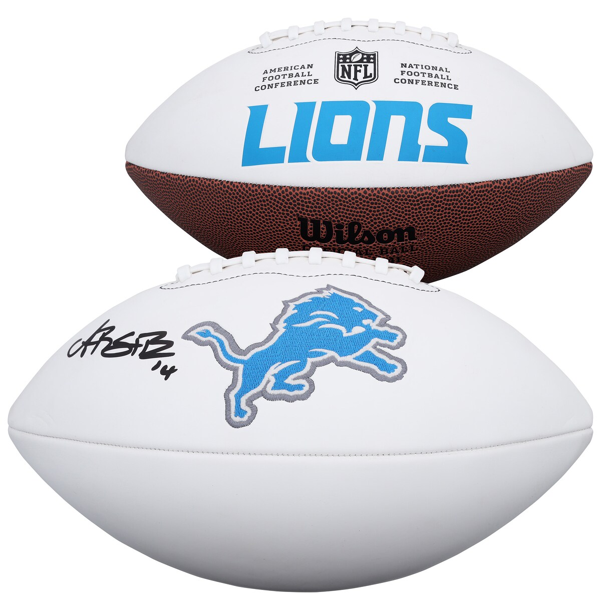 This Amon-Ra St. Brown autographed Wilson White Panel Football is a standout item for any Detroit Lions fan looking to c...