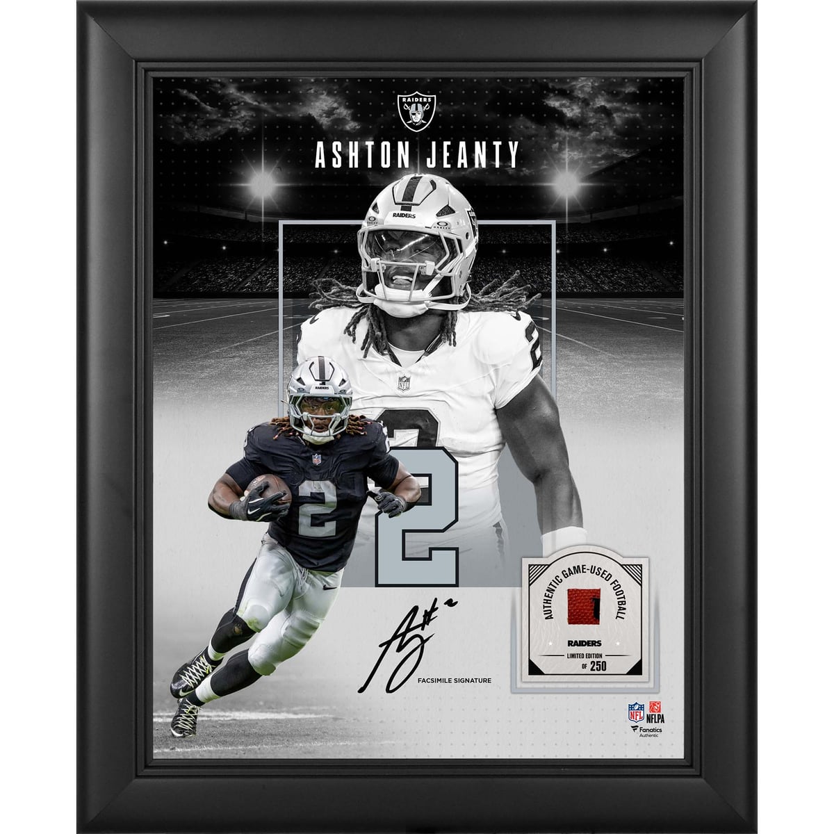 Commemorate your favorite Las Vegas Raiders player with this Ashton Jeanty Framed 11" x 14" Showcase Collage. With a rea...
