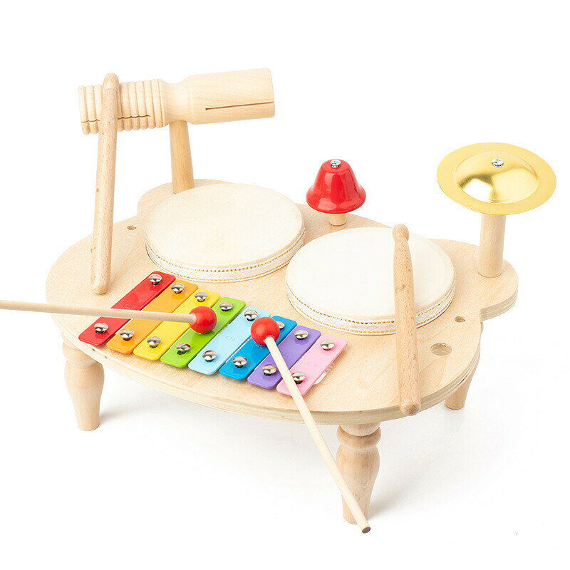 "ピアノをたたき、太鼓と鉦、赤ちゃんの手拍子ドラム、音楽知育玩具、子供用ドラムセット、木製打楽器、子供用ドラムセット楽器玩具、幼児用赤ちゃん楽器玩具、木製木琴打楽器、幼児教育用音楽玩具、幼児赤ちゃんの音楽おもちゃ、幼児のドラムセット 簡易包...