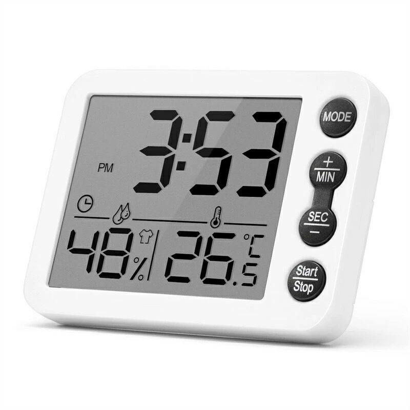 【4-in-1多機能】タイマー(カウントアップ・カウントダウン機能付きカウント範囲:0〜99時間59分)、時計 (12時間/24 時間表記)、目覚まし時計 (スヌーズ機能付き)、温湿度計(温度湿度モニター)【快適レベルマーク】 状況に合わせ...