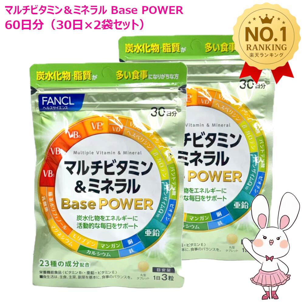 マルチビタミン＆ミネラル Base POWER 60日分 (30日分×2袋セット) 【マルチビタミン＆ミネラル Base POWERの商品詳細】 ●毎日の健康維持に必要なビタミン、ミネラル、乳酸菌などの23種類もの成分をぎゅっと3粒に凝縮！...