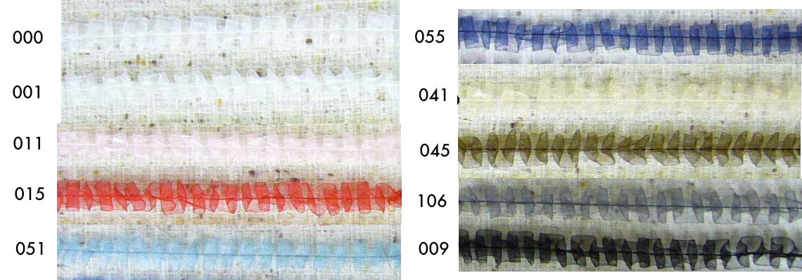 Size（幅） 約24mm Material (素材) ナイロン100％ （000、001以外はポリエステル ミシン糸を使用） How to buy(購入について) 数量はm単位になります。1m単位でお買い求めください。 1反巻き数 20m...