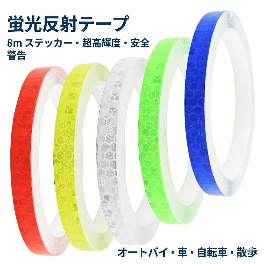 【商品説明】 夜間の安全を守る！光に反射して輝く反射テープ 暗い場所や夜間、ライトに反射して光を放つ反射テープです。廊下や階段、通り道など、屋内外を問わず使用でき、夜間の防犯対策としても安全性を向上させます。特に小さなお子様や年配の方がいる...