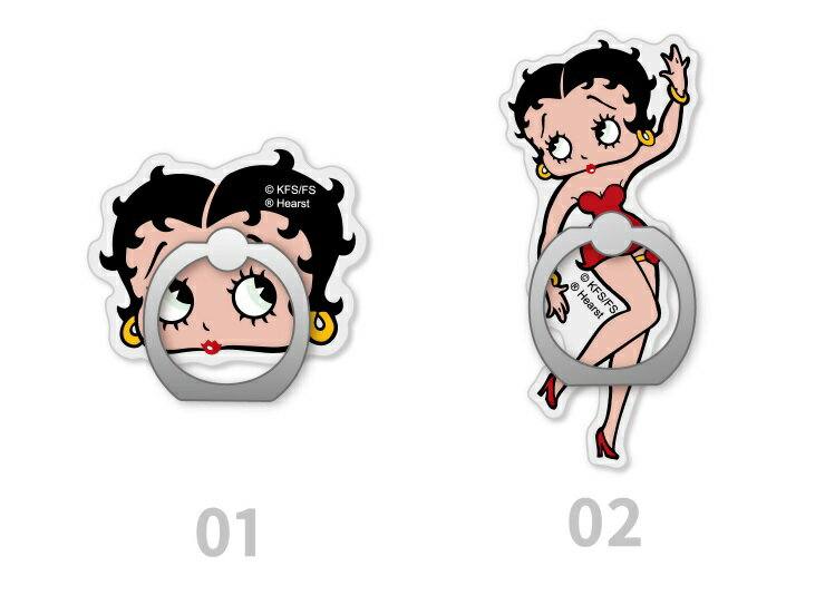 大人気ベティちゃんのスマホリング★ 機種を選ばない全機種対応タイプ！ インスタ映え間違いなしです！！ ■対応機種：全機種 ■素材：アクリル