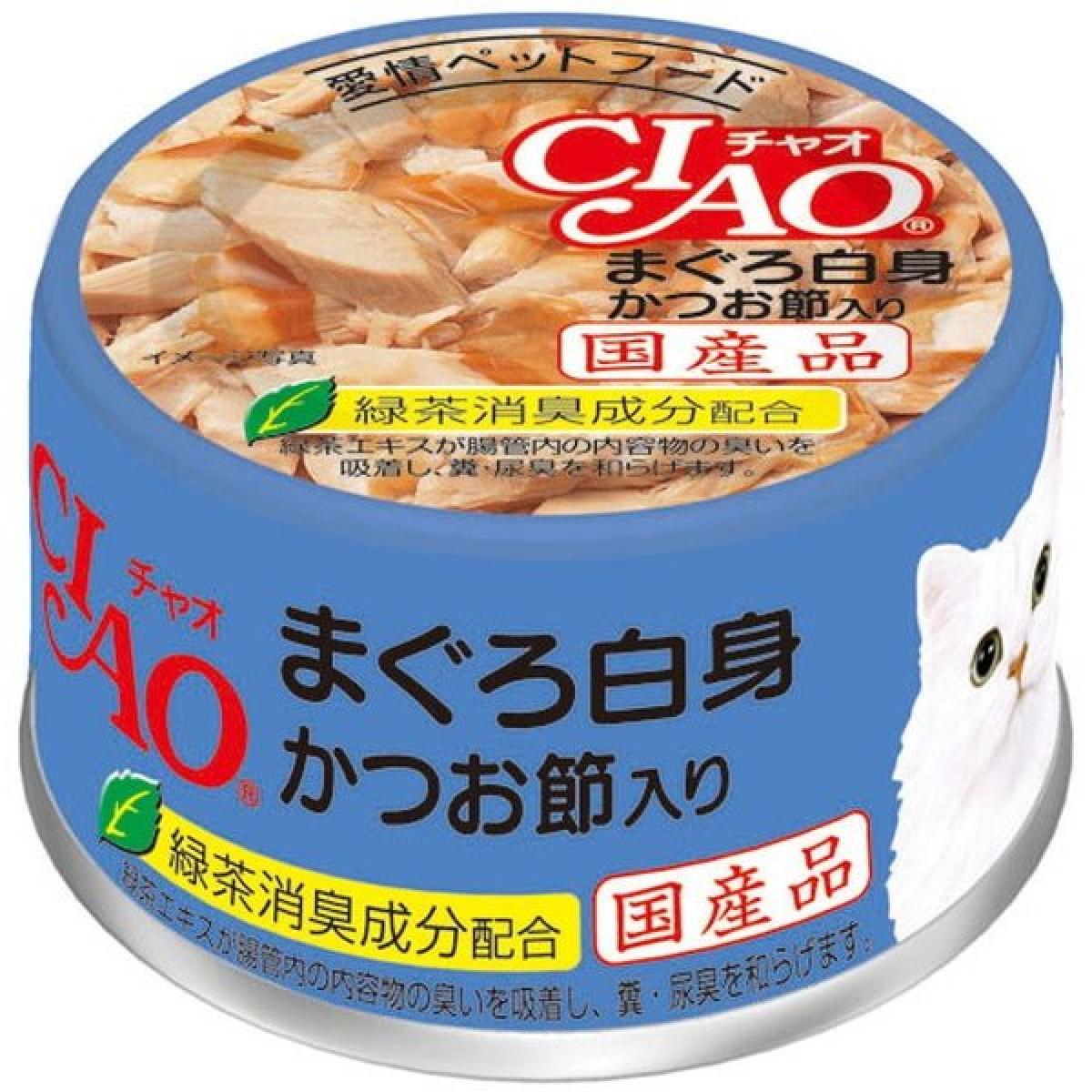 まぐろ白身とささみがベースまぐろの白身に、かつお節を加えました。《製品仕様》●内容量：85g●原材料：まぐろ、かつお節、かつお節エキス、でん粉、増粘多糖類、増粘剤（加工でん粉）、ビタミンE、緑茶エキス●形状：ゼリー●保証成分値：粗たん白質1...