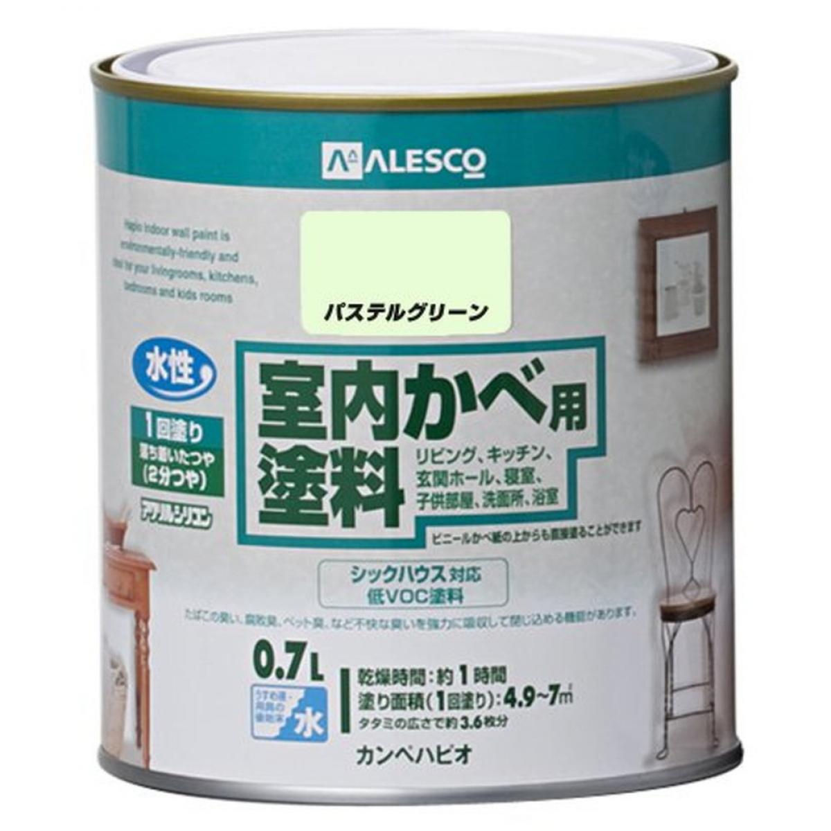 商品情報】 □カンペハピオ 室内かべ用塗料 パステルグリーン 0.7L □タバコ・アンモニア・アミン・硫化水素・メルカブタンの5大不快臭およびペット臭や生活不快臭を除去 □防カビ剤配合でカビの発生を防ぐ □シックハウス症候群の原因とされる有...