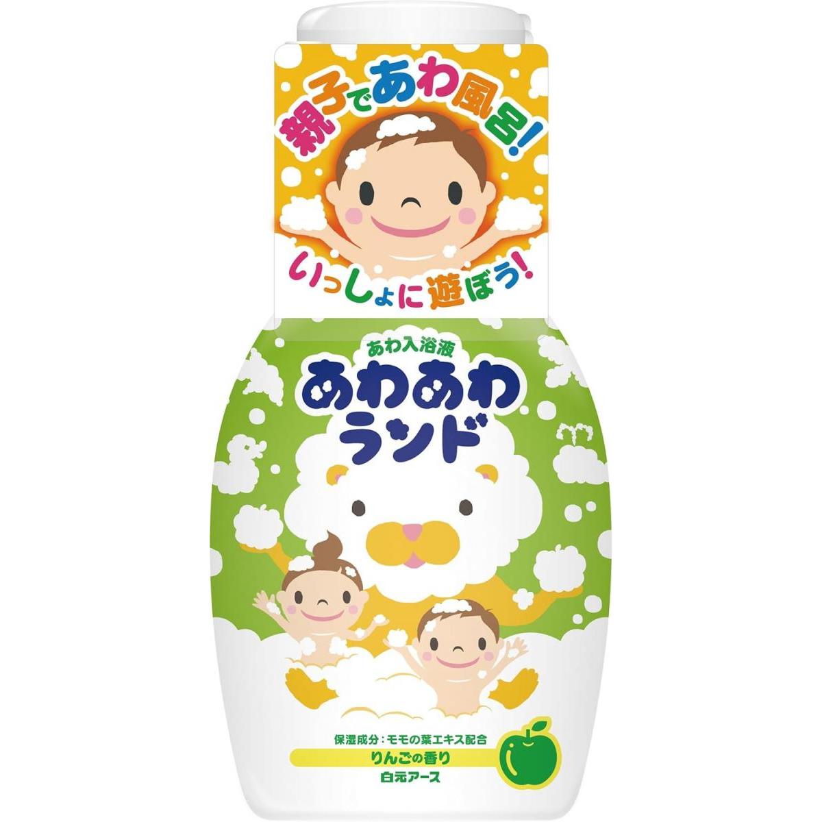 ご自宅のお風呂でふわふわ泡が楽しめる液体タイプの泡入浴液。ふわふわ泡が湯面に広がり、大切な親子のバスタイムをより楽しくさせます。りんごの香り。モモの葉エキス（保湿成分）配合。『浴用化粧料』 ※お湯に色はつきません。 《製品仕様》 ●原産国 ...