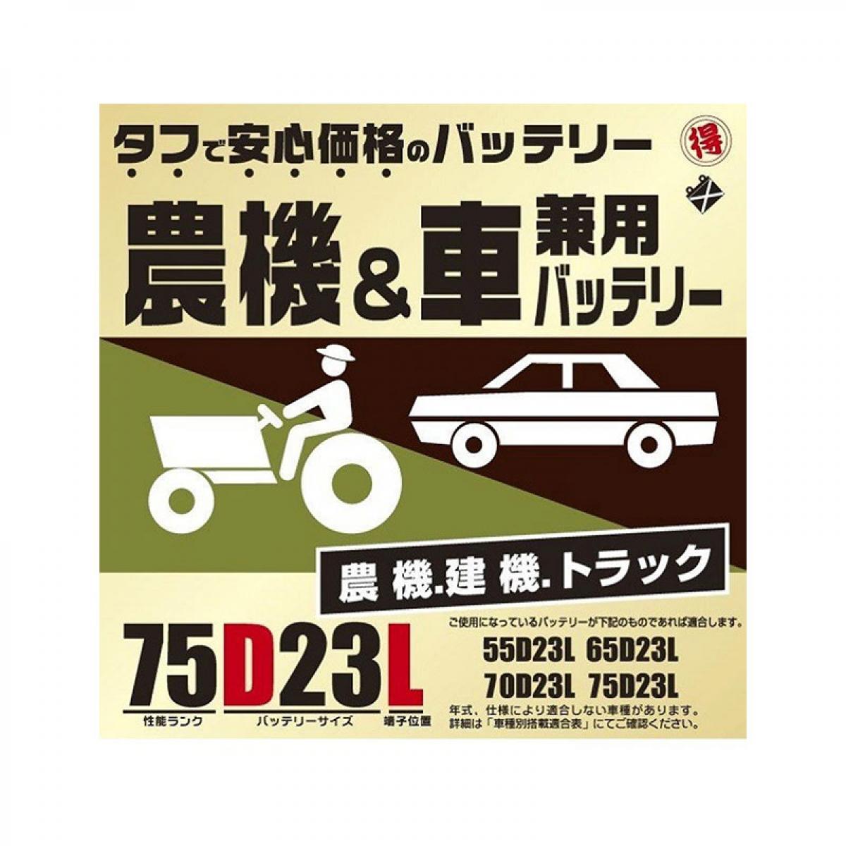 ◇農機・建機・トラック向きバッテリー！◇補水可能なキャップ式（埃でつまることなく、手入れしやすい凸キャップ） ◇インジケータ、収納取っ手付　※B19～D31 ◇製品保証　12ヶ月または2万Km ●ご使用になっているバッテリーが下記のものであ...