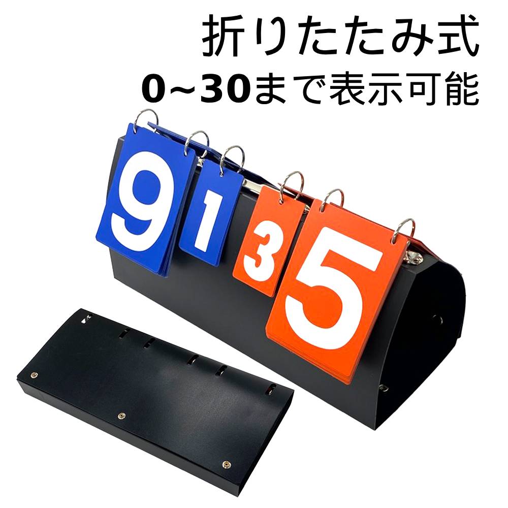 スコアボード 持ち運びできるコンパクトサイズのスコアボード！ 小さな数字板でセット数も数えられる優れものです。●便利な折りたたみ式 持ち運び時は折りたたんで鞄に入れたり、 使わない時はコンパクトに収納することができます。●見やすい文字板 分...