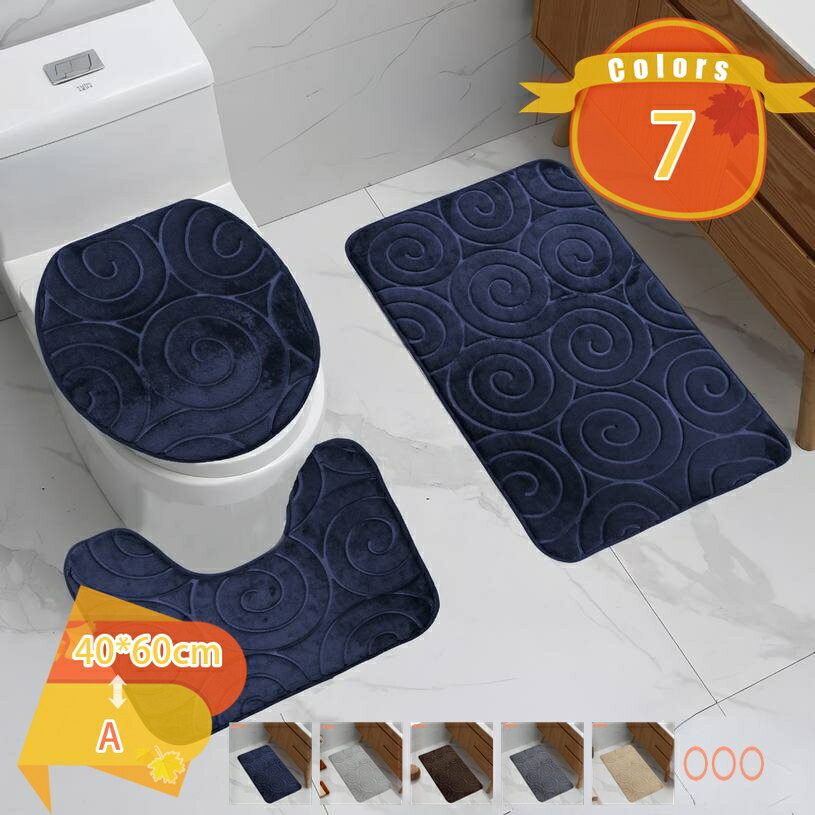 メイン素材：ポリエステル【商品仕様】商品内容：バスマット*1枚。サイズ：40*60cm 50*80cm、A（3点セット）=楕円形42*38cm+U字型40*50cm+長方形40*60cm。 素材：表面がポリエステル100％、裏地：滑り止め加...
