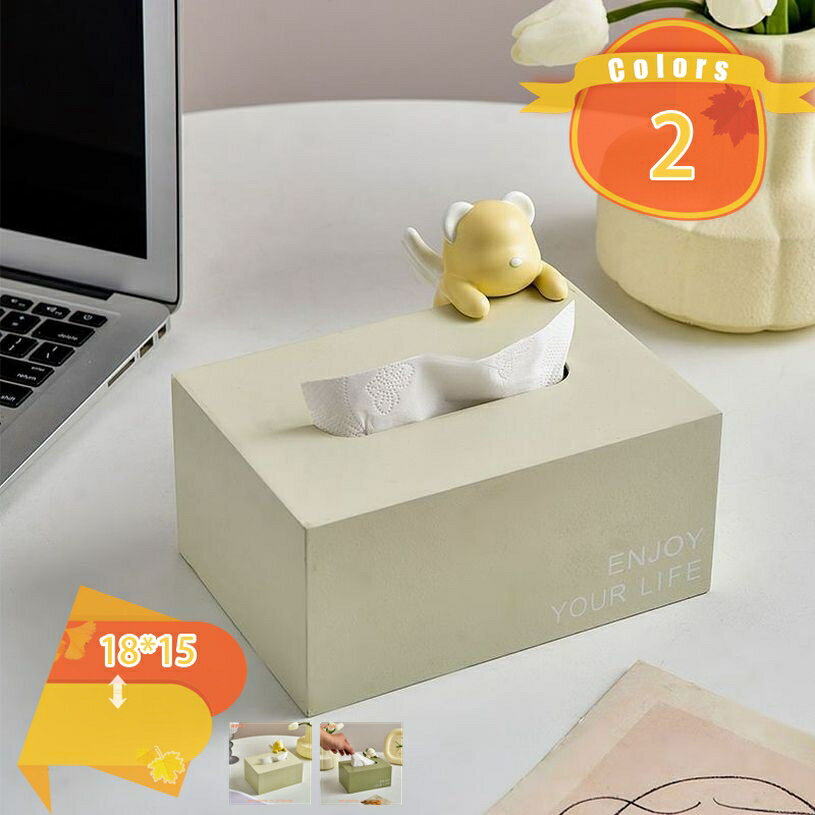 メイン素材：木【★商品仕様】サイズ（約）：18*15*12cm（※製品の特性や測定方法によってサイズに誤差が生じる場合があります。) 、材質：木製、カラー：グリーン/ホワイト【★スタイリッシュな収納】このスタイリッシュなカバーで標準のティッ...