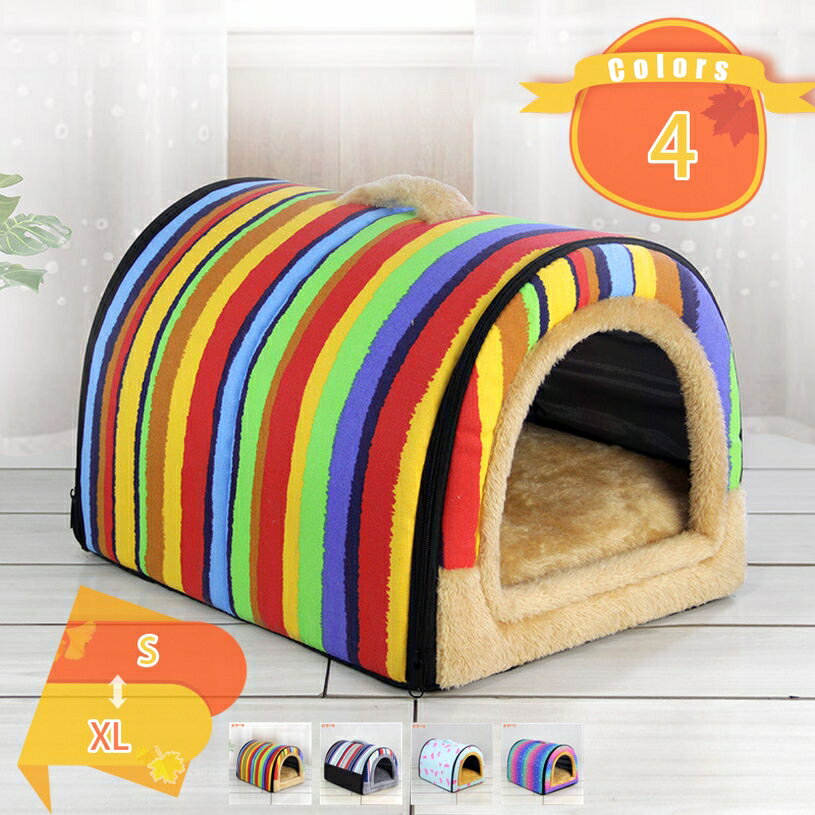 表地素材：ポリエステル内部素材：ポリエステル詰め物素材：ポリエステル【2WAY】猫ハウスの形だけでなく、ペットマットにも変形できますよ！オールシーズンに対応できるペッとベッドです！【素材】100%PP綿の充填物を使い、商品本体 柔らかく快適...