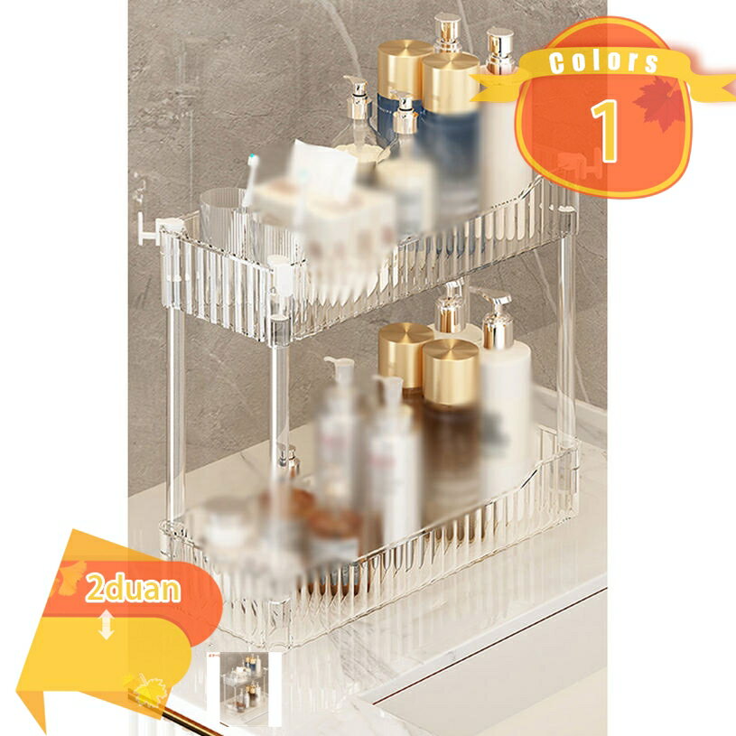 メイン素材：プラスチック★「材質」プラスチック 「カラー」透明 「サイズ」（cm） 2段：幅37×奥行13×高さ30cm★「軽くて丈夫なラック」耐荷重に強く、重いものも軽いものも、きちんと収納できるます。約70％のスペースが節約できますキッ...