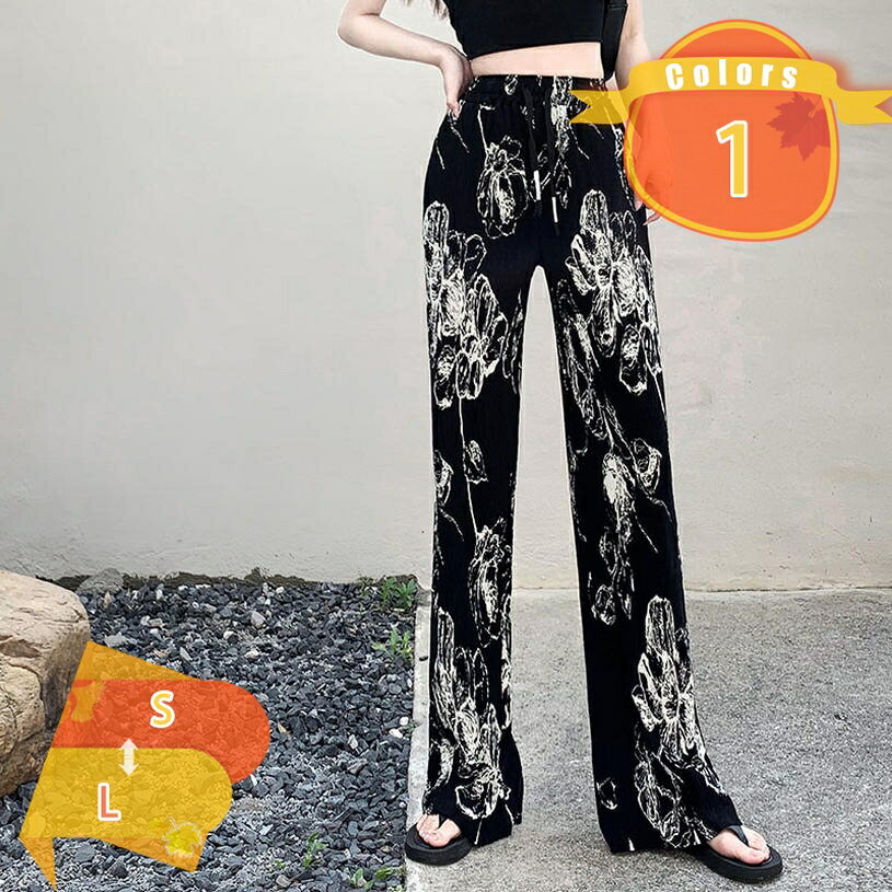 表地：シフォンメイン素材：シフォン【サイズ（cm）】S パンツ丈：99cm ウエスト：56-66cm ヒップ：98cm M パンツ丈：100cm ウエスト：60-70cm ヒップ：102cm L パンツ丈：101cm ウエスト：64-74c...