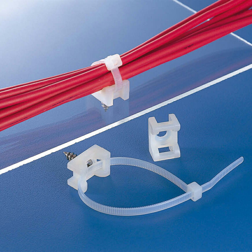 耐候性66ナイロン　ビス止めタイプ　マウントベース ・材質： 66ナイロン ・色： 乳白 ・UL難燃グレード：UL94V-2 ・常時使用温度範囲：-40℃?+85℃