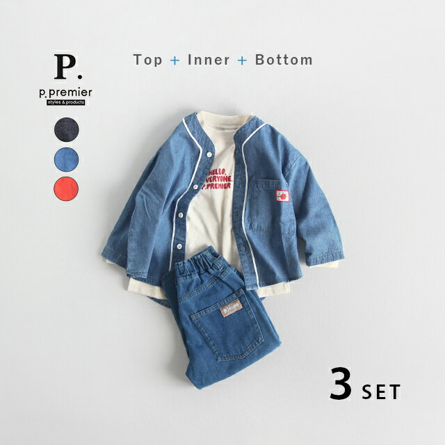 SPEC セット内容 シャツ・Tシャツ・ジーンズ×各1 サイズ（約） [シャツ]100：身丈46、身幅42、肩幅38、袖丈27、袖口幅10（cm）110：身丈50、身幅45、肩幅42、袖丈30、袖口幅10.5（cm）120：身丈54、身幅4...