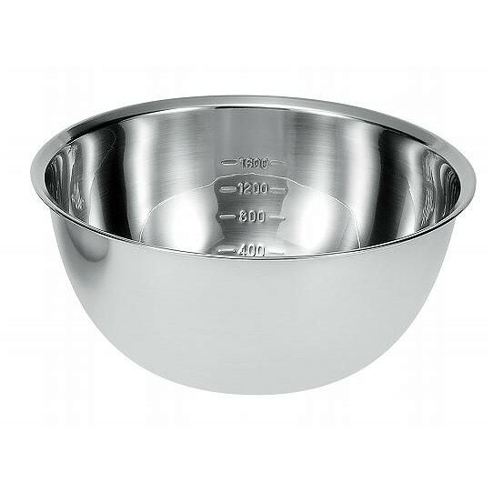【特長】・傷つきにくい丈夫なステンレス製。・中の材料がこぼれにくく、混ぜやすい深型タイプ。【仕様】■品番：MCB-21■商品サイズ：約 径22.3×高さ9.8cm■重量：約250g■目盛表示：400/800/1200/1600ml■材質：ス...