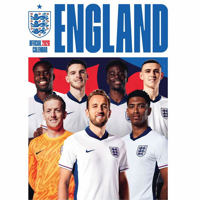 2026年度のイングランド代表 オフィシャル壁掛けカレンダー。 ベリンガム、ケイン、ライスなど、人気選手たちが毎月を彩るファン必見のカレンダー！ ※海外直輸入品なので、日本の暦（祝日など）は反映されておりません。 ■サイズ：420×297m...