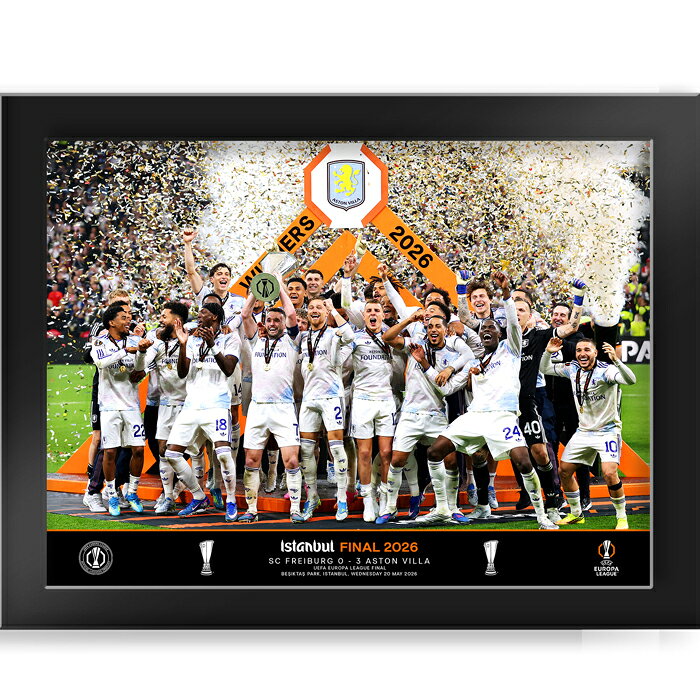 UEFAヨーロッパリーグ 2026 FINALのオフィシャル額入りフォト。 ともにクラブ史上初のEL制覇を狙うアストン・ヴィラとフライブルクの決勝戦！ 優勝セレモニーのハイライト、トロフィーリフトの瞬間を切り取ったファン垂涎の逸品。 過去4...