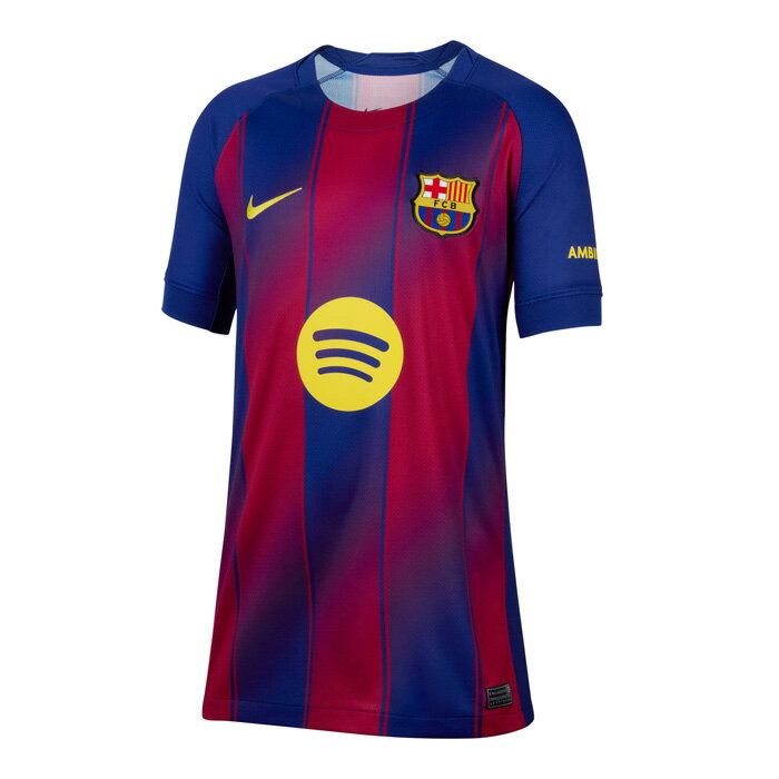 FCバルセロナ 2025-26 シーズン ホーム ユニフォーム ジュニアサイズ。 ■商品仕様 ・クラブ伝統のストライプを斜めに横切るダイナミックなグラデーションは、街やスタジアムの通りになびくフラッグへのオマージュ。 ・襟はシンプルなクルー...