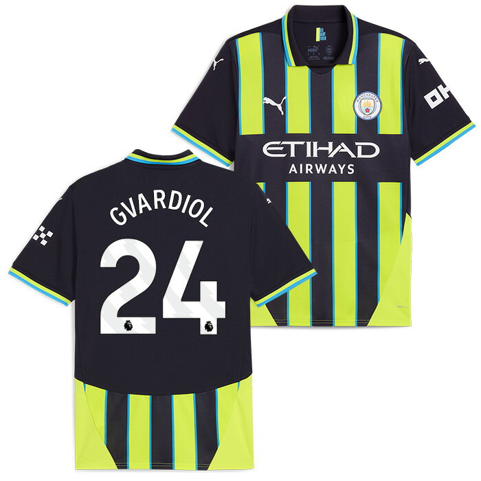 マンチェスター・シティの 2024-25シーズン アウェイ ユニフォーム。 クロアチア代表 ヨシュコ・グヴァルディオルのオフィシャルネーム＆ナンバー付き。 ■商品仕様 ・レプリカユニフォーム(12,650円[税込])にプレミアリーグオフィシ...