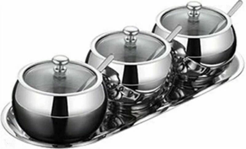 調味料ボトル 3個セット】300ml*3。【高品質の素材】304ステンレス鋼調味料 強化ガラスカバー 304ステンレス鋼のスプーン 304ステンレス鋼シャーシ。【特徴】耐食性、耐久性、防塵、掃除が簡単。【大きな価値】外見はユニークで美しく、...