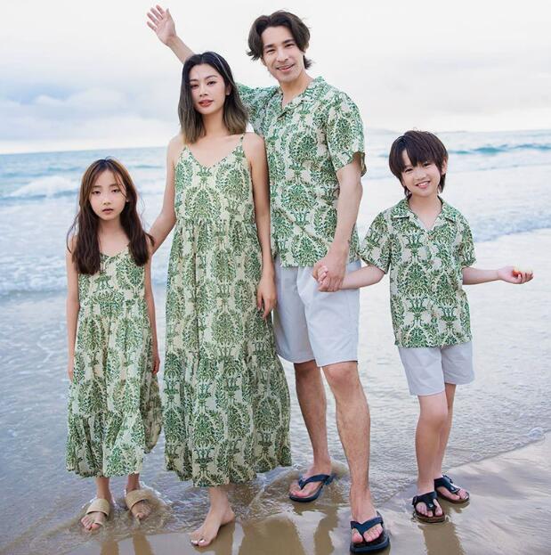 親子ペアルック ハワイ沖縄旅行 親子コーデ家族お揃いワンピース上下セット親子服アロハシャツ海辺ママパパ 子供メンズ レディース子供服セットアップ半袖ガールズ男の子キッズ女の子シャツ夏ビーチ旅行リゾート 結婚式 夏休み父の日キャミソールドレス...