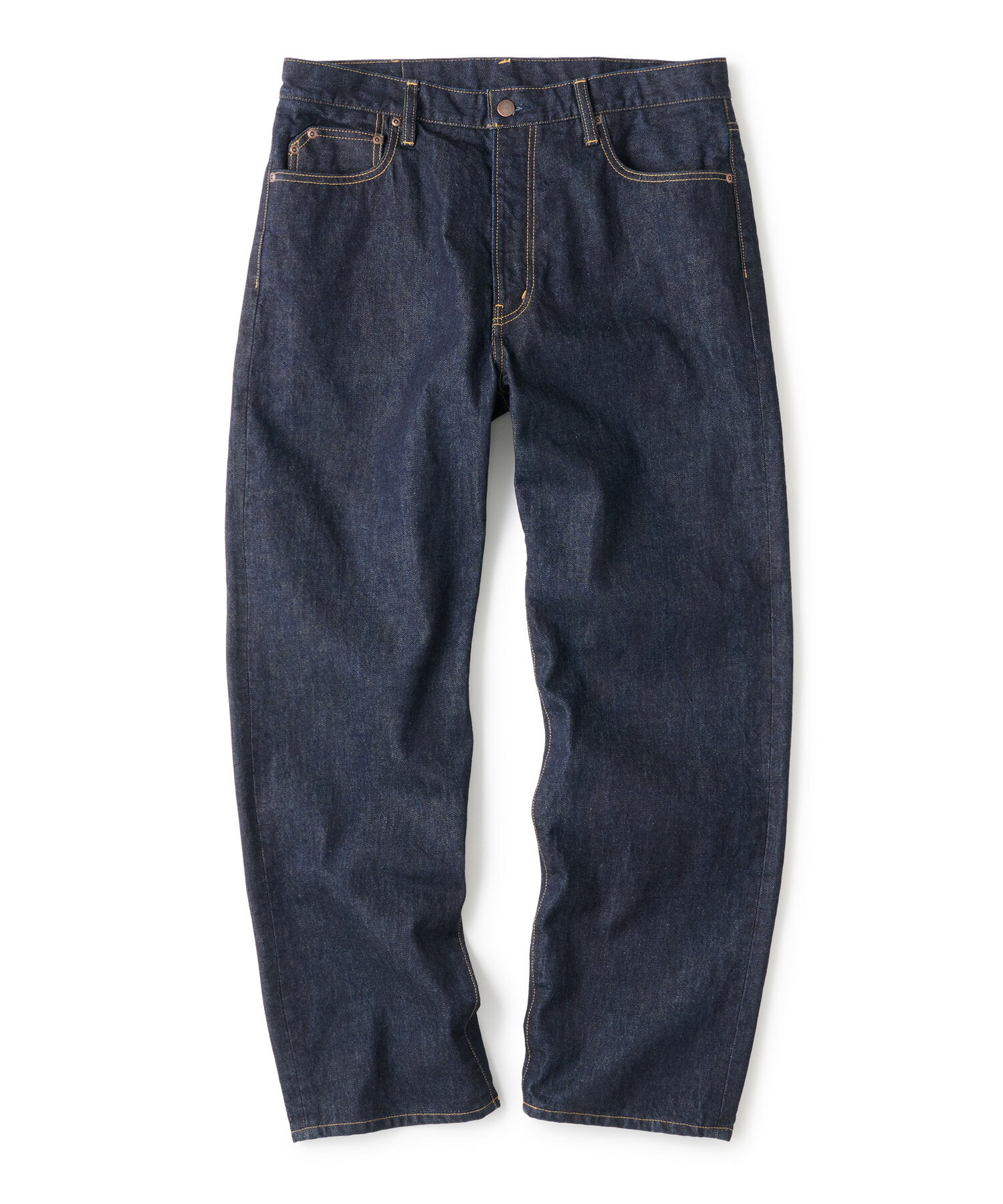 FTCのデニムパンツです。 ほどよりルーズ感のシルエットです。 フロントトップボタンはFTC刻印入りオリジナルボタン バック、ウェスト部にレザーパッチが付きます。 550タイプのリラックスフィット5ポケットデニムパンツ。 13.5ozウォッ...