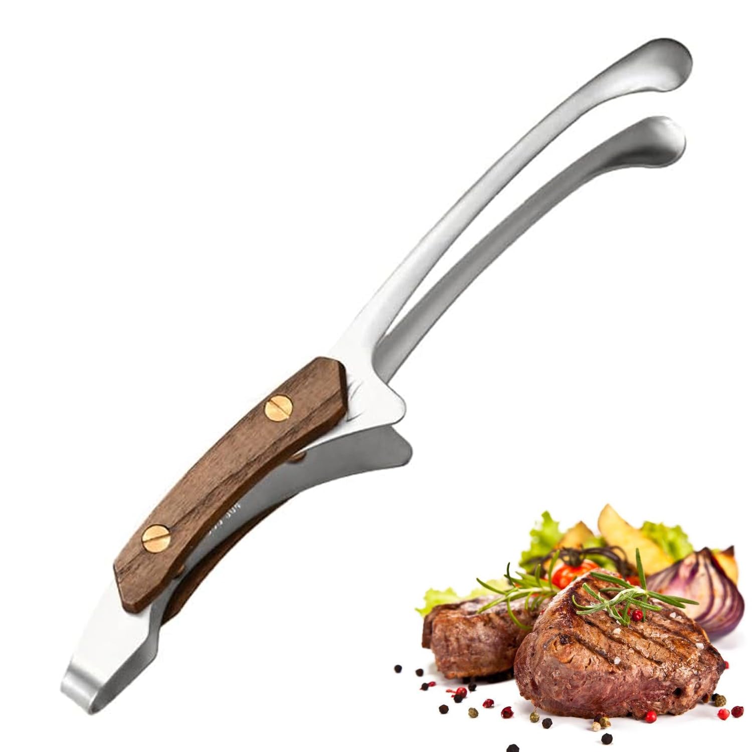 高品質の素材:本製品は304ステンレス鋼で作られています 耐腐食性、耐錆性、耐熱性に優れた高強度ステンレス鋼 調理器具やカトラリーであっても、それは非常に安全です。 耐熱性:木製のハンドルは耐熱性があり、ステーキを焼いたり炒めたりする際に手...