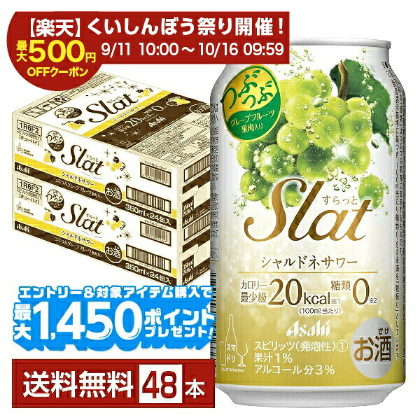 Slat（すらっと）は「カロリー最少級20kcal(100mlあたり)（※1）」「糖類ゼロ（※2）」のさわやかなおいしさの缶チューハイです。健康意識に配慮した特長にくわえ、つぶつぶの果肉やアロエによる食感を楽しめる、アルコール度数3％の缶チ...