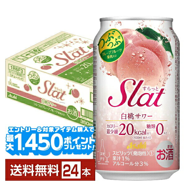 Slat（すらっと）は「カロリー最少級20kcal(100mlあたり)（※1）」「糖類ゼロ（※2）」のさわやかなおいしさの缶チューハイです。健康意識に配慮した特長にくわえ、つぶつぶの果肉やアロエによる食感を楽しめる、アルコール度数3％の缶チ...