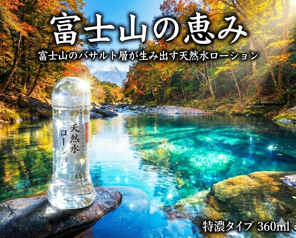 その濃厚さは、富士山から。 バサルト層が育んだ「天然水」で作る、極上の特濃ローション。 ローションの主成分である「水」。 だからこそ、一番良いものを使いたい。 「富士山の恵み」は、日本一の山・富士山が長い年月をかけて磨き上げた「天然水」を贅...