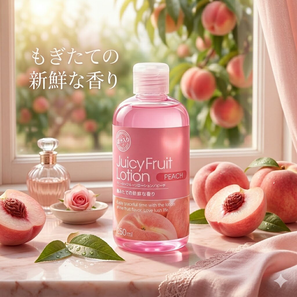 とろける甘さ、摘みたてピーチの香り。 【ジューシーフルーツローション ピーチ】250ml 「いつものマッサージを、もっと甘く特別な時間に変えたい。」 そんな願いを叶える、香りにこだわったローションが登場！いつまでも輝き続けたい女性に贈る月刊...