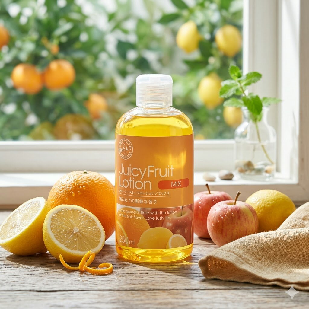 五感で楽しむ、贅沢なミックスフルーツの香り。 【ジューシーフルーツローション ミックス】250ml 「いつものマッサージを、もっと豊かでジューシーな時間に変えたい。」 そんな願いを叶える、香りにこだわったローションが登場！いつまでも輝き続け...