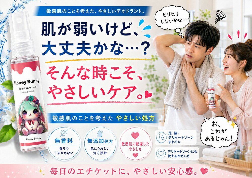 肌が弱い方にも使いやすい、やさしい処方設計。 【全身用 デオドラントミストFB (50ml / 無香料)】 「ニオイはケアしたいけれど、肌が弱くてヒリヒリするのが心配…」「今まで色々なアイテムを試したけれど、どれも肌に合わなかった…」そんな...