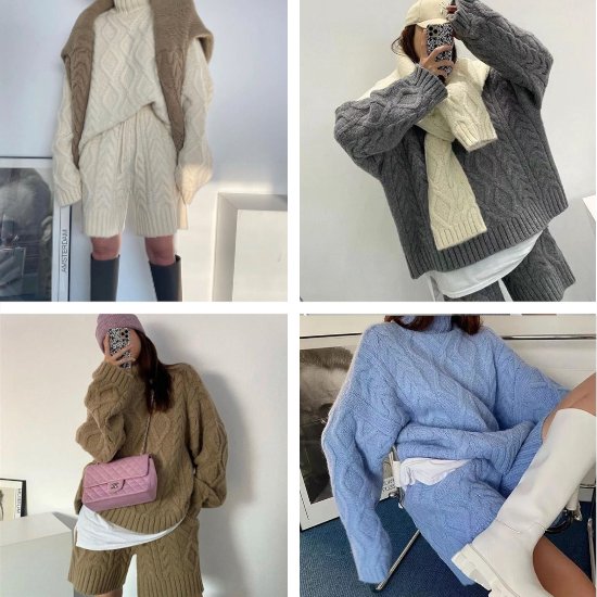 商品説明ゆったりな着心地でボリューム袖が大人可愛いニットのセットアップです♪ロングブーツにも相性抜群です！上下別々で他のアイテムと組み合わせても可愛いです。カラーオフホワイト、グレー、カーキ、ブルー素材アクリルサイズワンサイズセーター肩幅：...