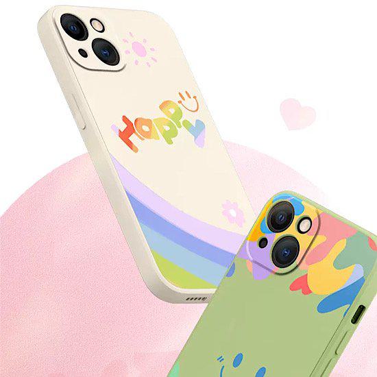 商品説明カラフルな可愛い虹色デザインのiPhoneケース。10代・20代・30代・40代と幅広く男女問わず使える携帯カバー！虹やスマイルがキレイでユニークなデザイン★カラーホワイト(レインボームード)、ホワイト(虹HAPPY)、ホワイト(ス...